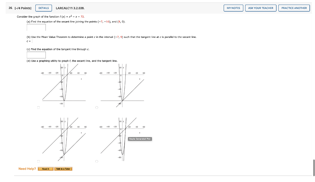 Solved 26. [-14 Points] DETAILS LARCALC11 3.2.038. MY NOTES | Chegg.com