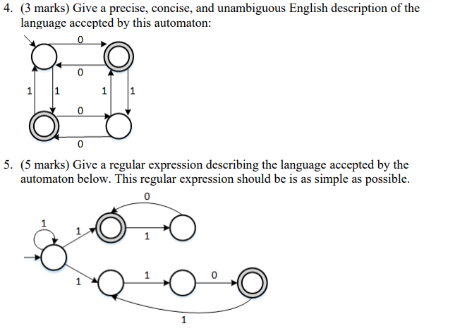 Solved 4. (3 marks) Give a precise, concise, and unambiguous | Chegg.com