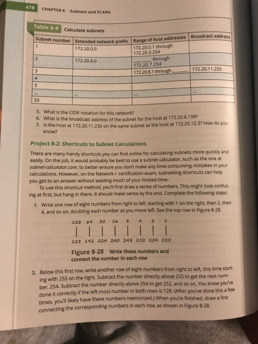 Solved 478 Chapter 8 Subnets Vlans Table 8 9 Calculate Subnets