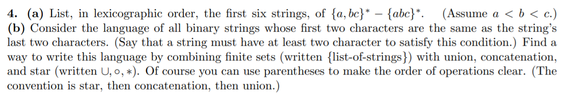 Solved 4. (a) List, in lexicographic order, the first six | Chegg.com
