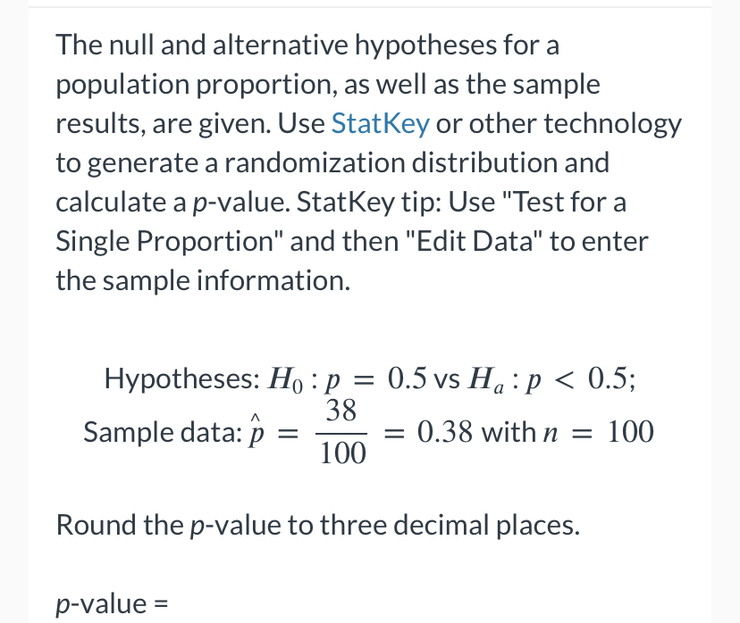 Solved The null and alternative hypotheses for apopulation | Chegg.com