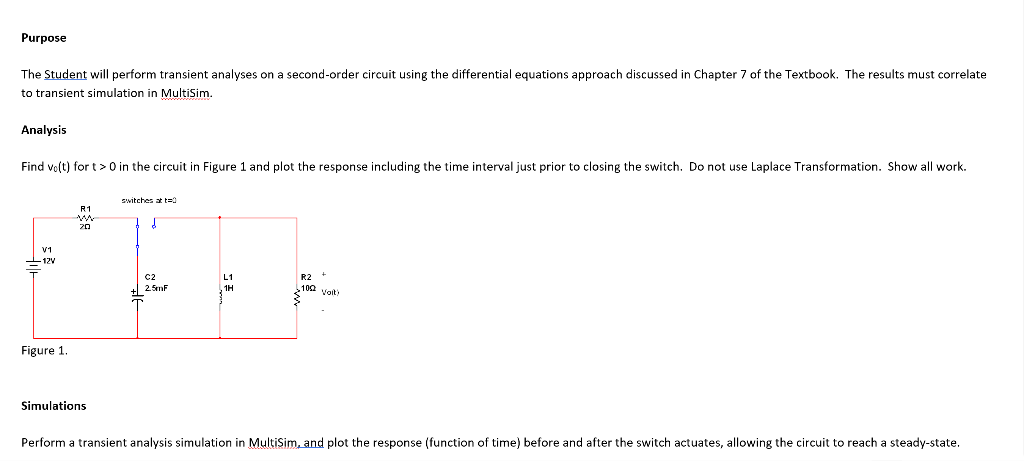 Solved to transient simulation in MultiSim. Analysis Find | Chegg.com