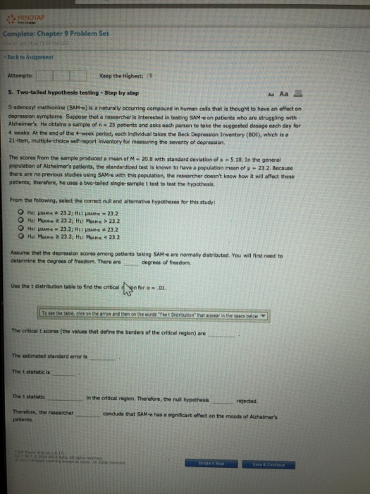 NDTAP Complete: Chapter 9 Problem Set Keep the | Chegg.com