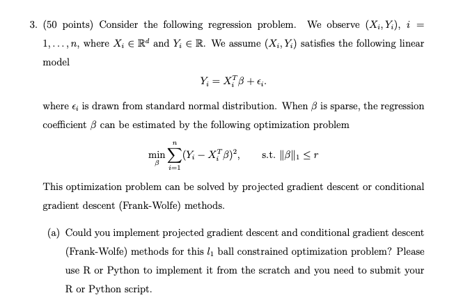 (50 points) Consider the following regression | Chegg.com