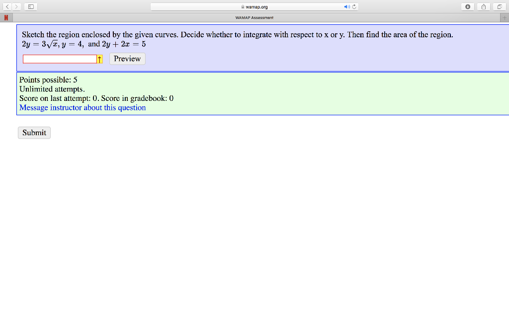 Solved wamap.org WAMAP Assessment Sketch the region enclosed | Chegg.com