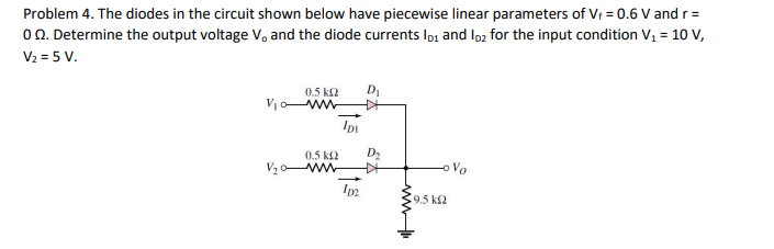 Solved Problem 4. The diodes in the circuit shown below have | Chegg.com