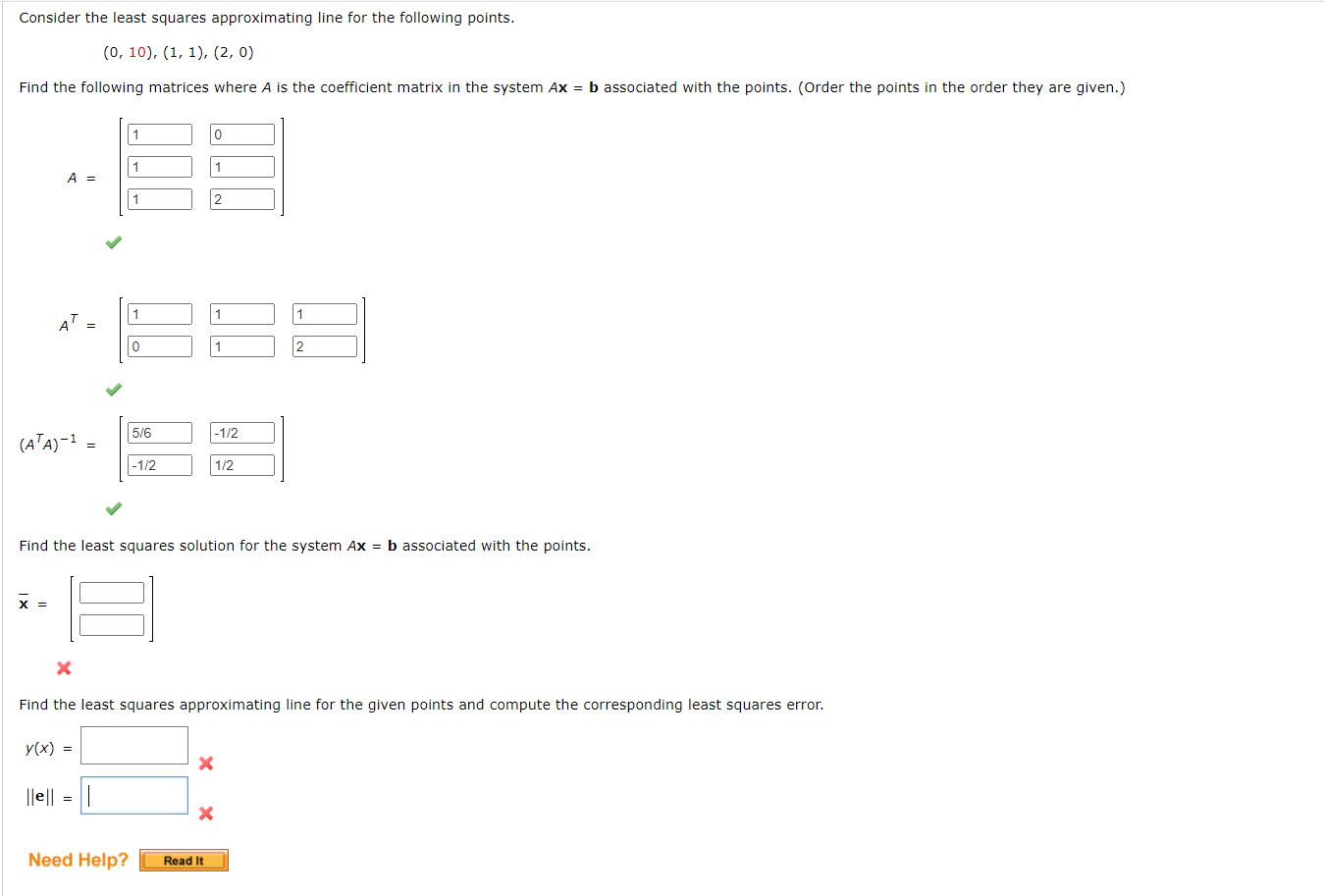 Solved Consider the least squares approximating line for the | Chegg.com