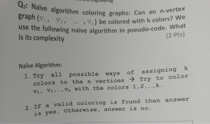 Solved gneerinB : Naïve algorithm coloring graphs: Can an | Chegg.com