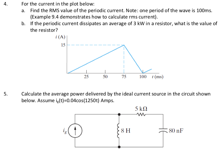 Solved 4. For the current in the plot below: Find the RMS | Chegg.com