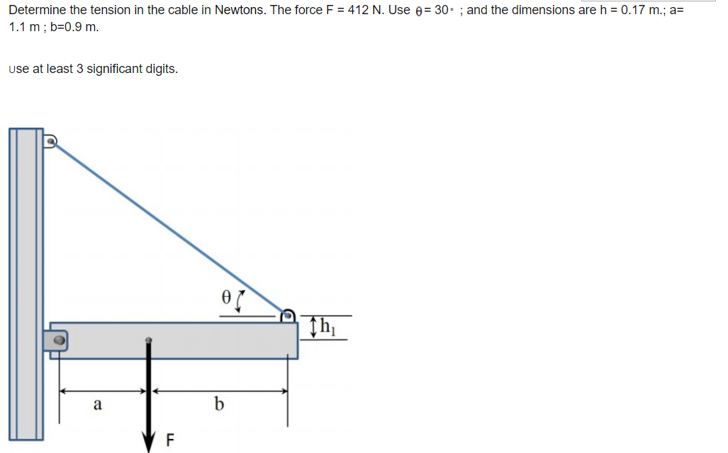 Solved Determine the tension in the cable in Newtons. The | Chegg.com