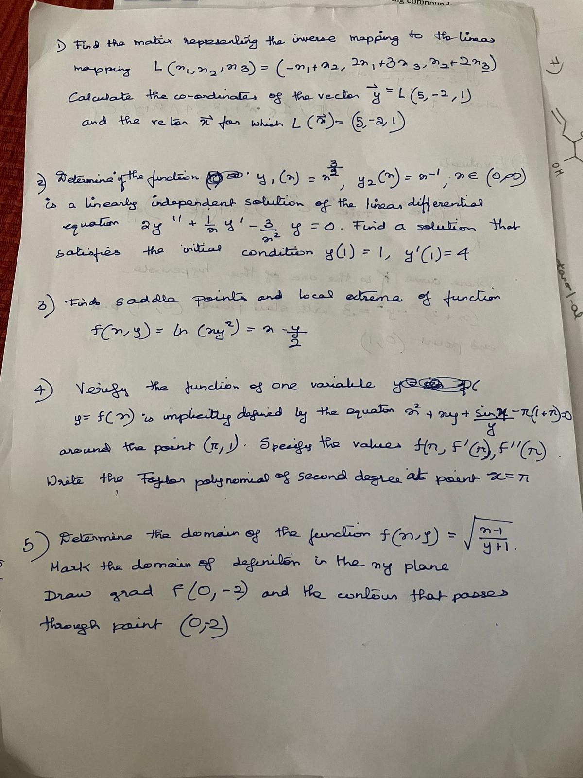 Solved 1) Find the matix representing the inverse mapping to | Chegg.com