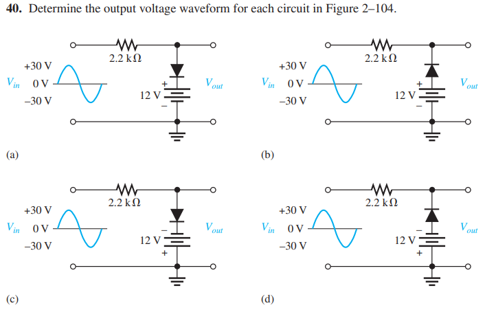 Solved 40. Determine the output voltage waveform for each | Chegg.com Solved 40. Determine the output voltage waveform for each | Chegg.com