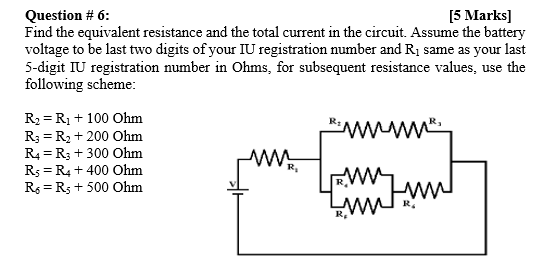 Solved Question #6: [5 Marks] Find the equivalent resistance | Chegg.com