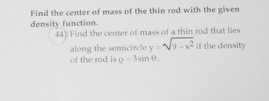 Solved Find the center of mass of the thin rod with the | Chegg.com