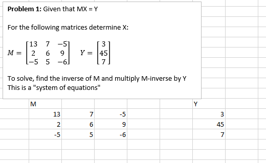 Solved Problem 1: Given that MX = Y For the following | Chegg.com