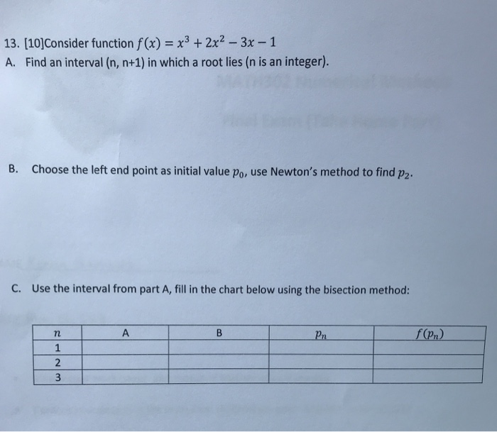 Solved Consider function f(x) = x3+2x2-3x-1 A. Find | Chegg.com