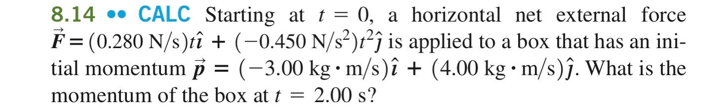 Solved 8.14∙ CALC Starting at t=0, a horizontal net external | Chegg.com
