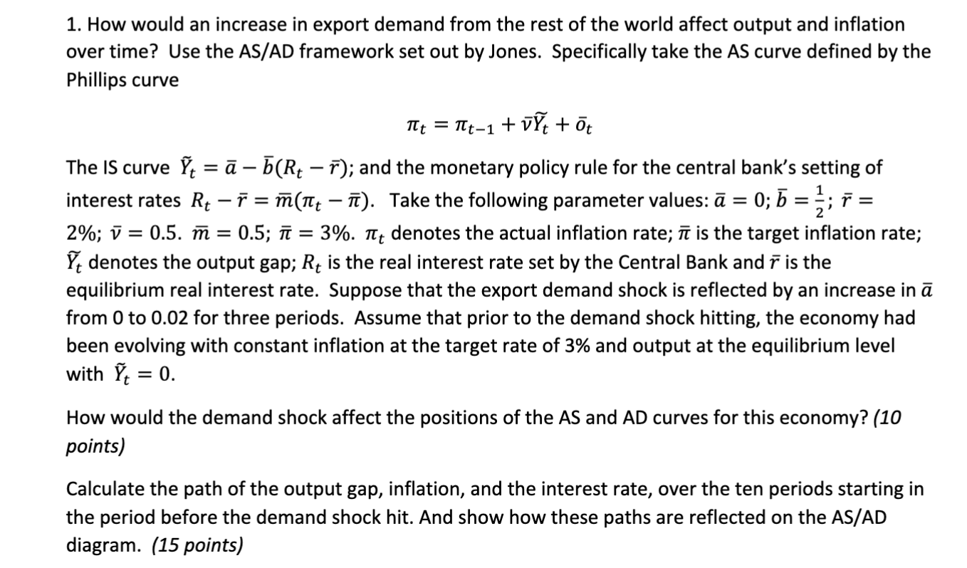 Solved How would an increase in export demand from the rest | Chegg.com