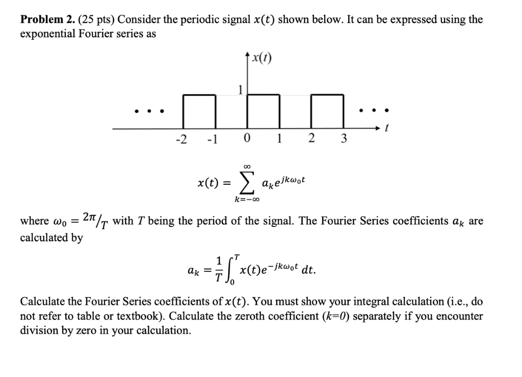 Solved Problem 2. (25 pts) Consider the periodic signal x(t) | Chegg.com