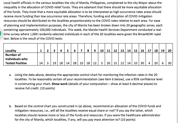 Local health officials in the various localities the | Chegg.com