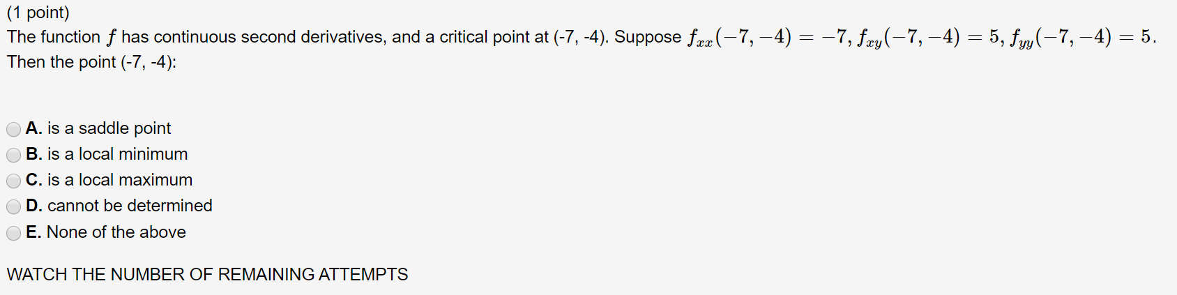 Solved (1 point) The function f has continuous second | Chegg.com