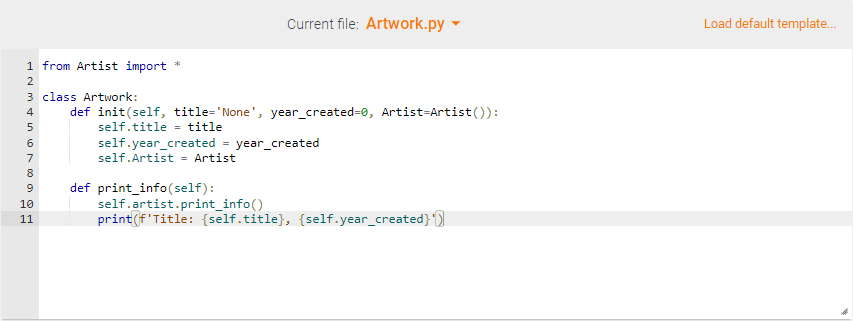 Solved Define the Artist class in Artist.py with | Chegg.com