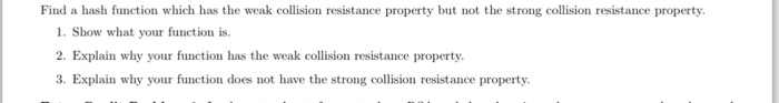 Solved Find a hash function which has the weak collision | Chegg.com