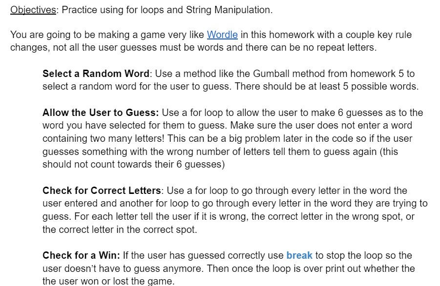 Solved Objectives: Practice using for loops and String | Chegg.com