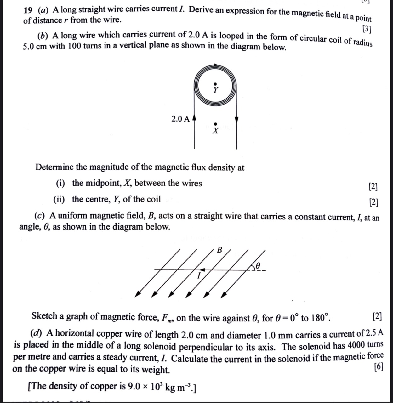 Solved 19 (a) A long straight wire carries current \\( I | Chegg.com
