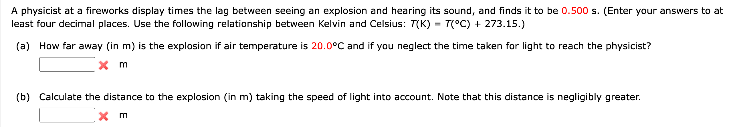 Solved A physicist at a fireworks display times the lag | Chegg.com