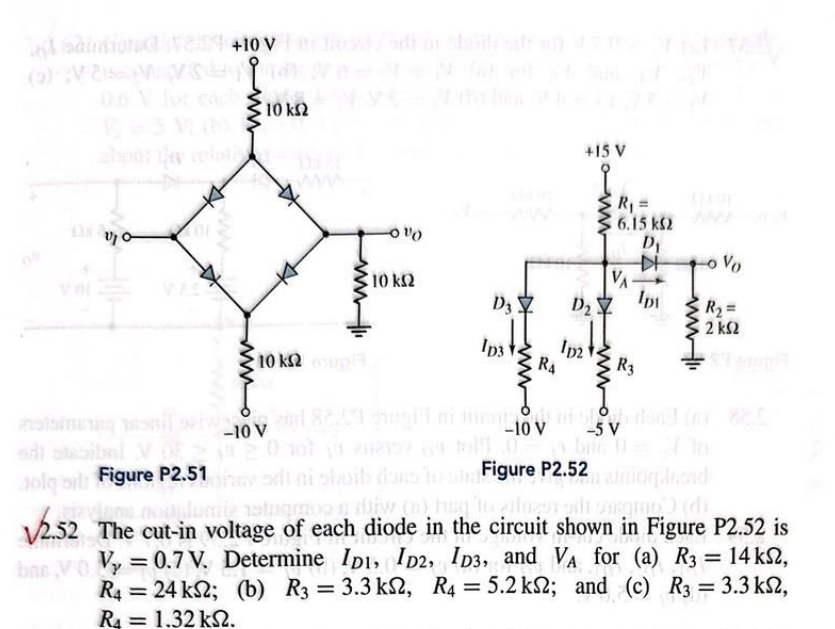 Solved Figure P2.51Figure P2.52?22.52 ﻿The cut-in voltage of | Chegg.com