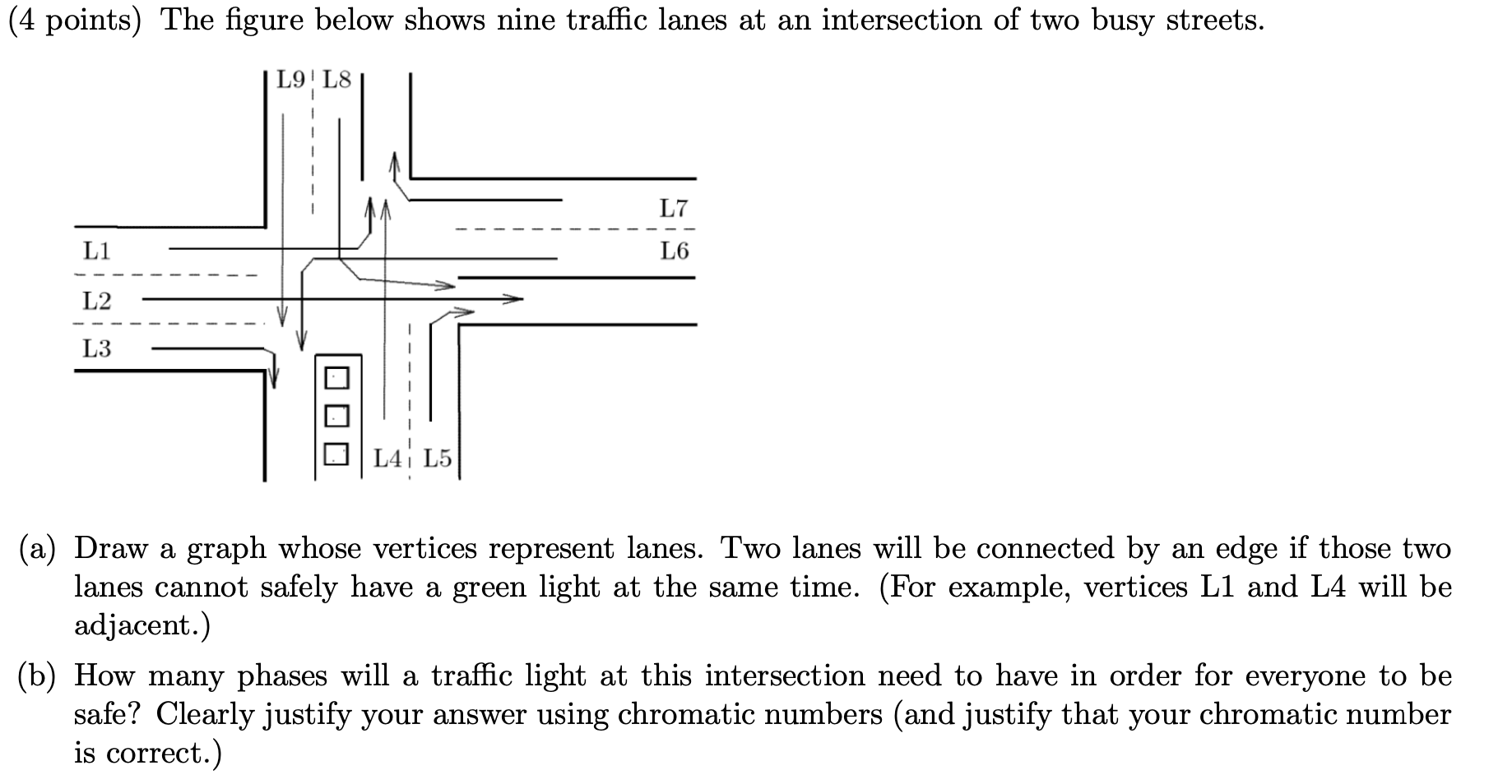 (4 points) The figure below shows nine traffic lanes | Chegg.com