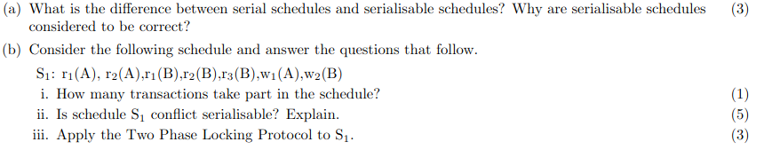 Solved (a) What is the difference between serial schedules | Chegg.com