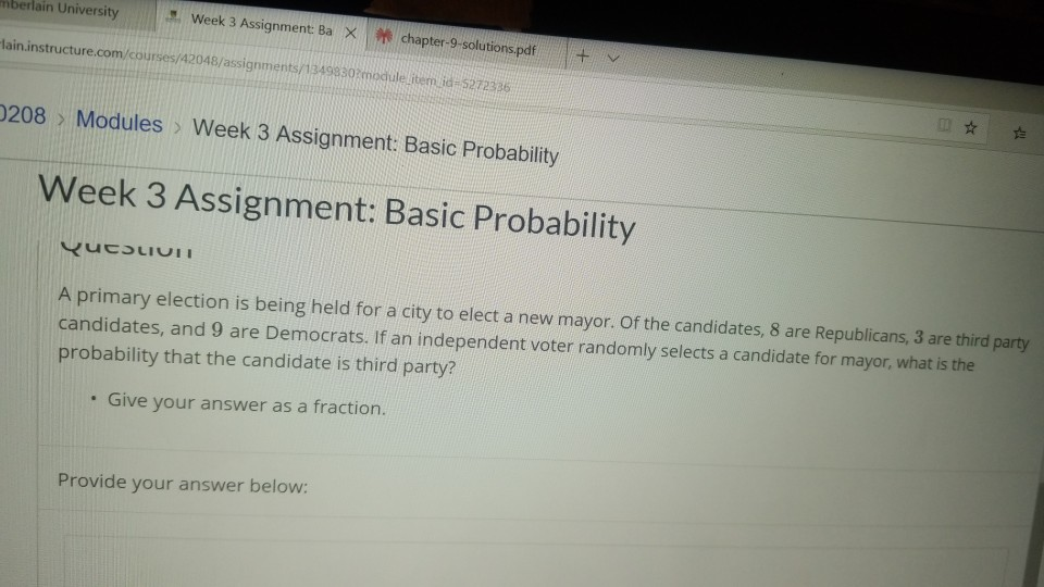 Solved mberlain University Week 3 Assignment Ba X | Chegg.com