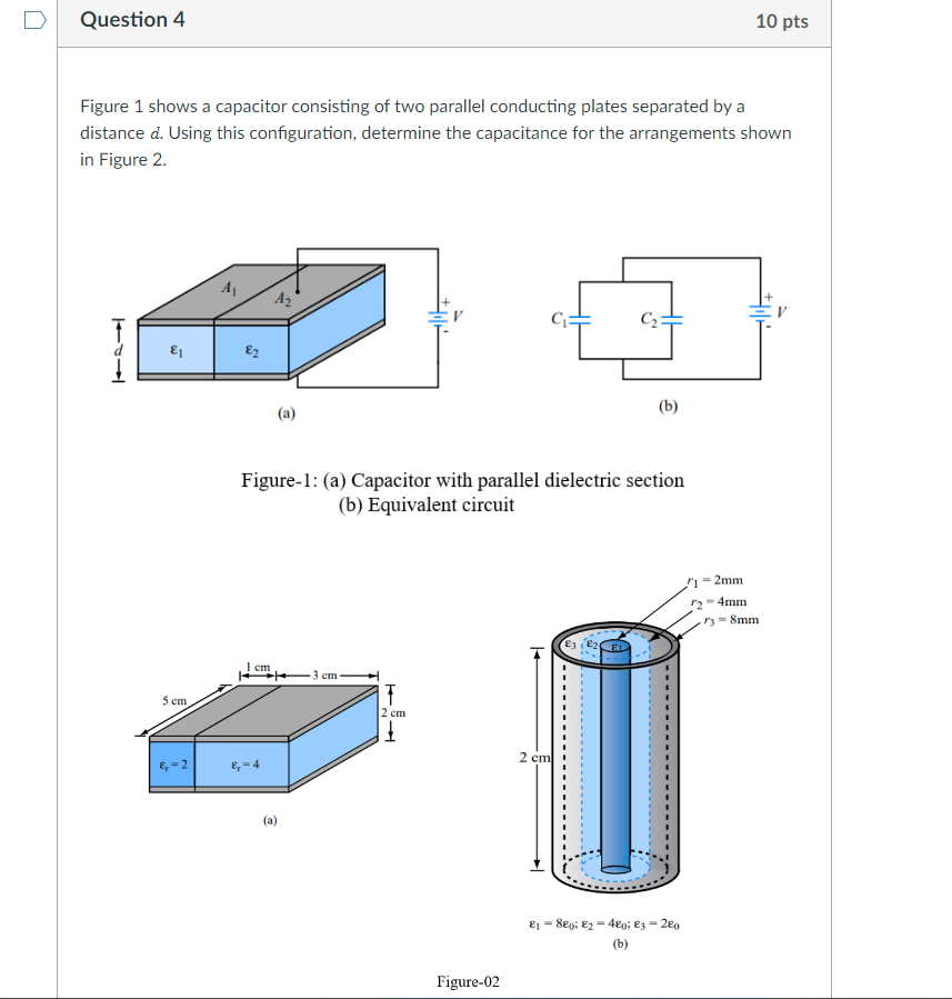 Solved Question 4Figure 1 ﻿shows a capacitor consisting of | Chegg.com