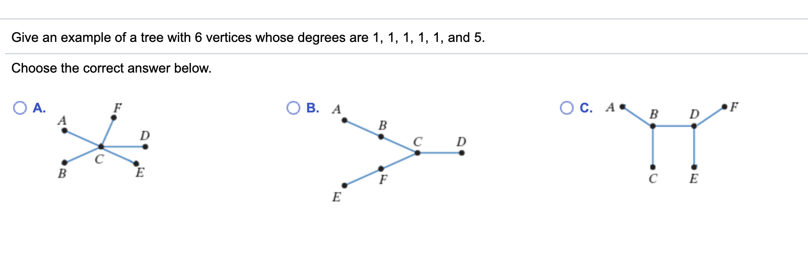 Solved Give an example of a tree with 6 vertices whose | Chegg.com