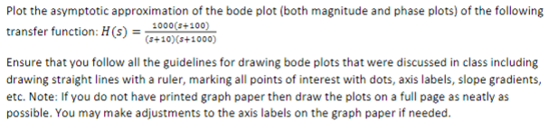 Solved Plot the asymptotic approximation of the bode plot | Chegg.com