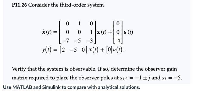 Solved P11.26 Consider the third-order system | Chegg.com