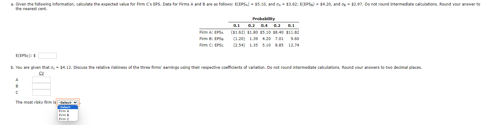 Solved the nearest cent. Probability \begin{tabular}{lrrrrr} | Chegg.com