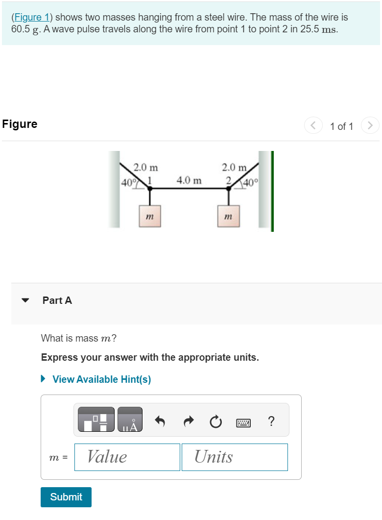 Solved i shows two masses hanging from a steel wire. The | Chegg.com