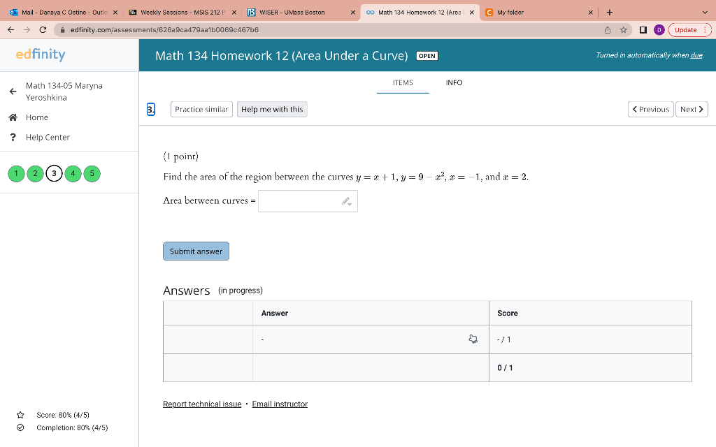 Solved Mail - Danaya C Ostine - Outlo X ← → C edfinity ← | Chegg.com Solved Mail - Danaya C Ostine - Outlo X ← → C edfinity ← | Chegg.com
