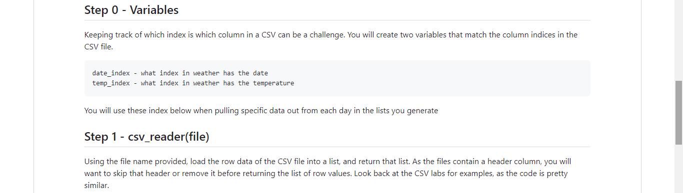 Solved Keeping track of which index is which column in a CSV | Chegg.com