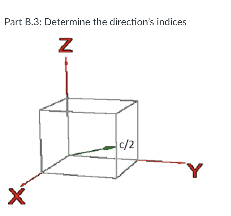 Solved Part B.3: Determine the direction's indices z c/2 Y Х | Chegg.com
