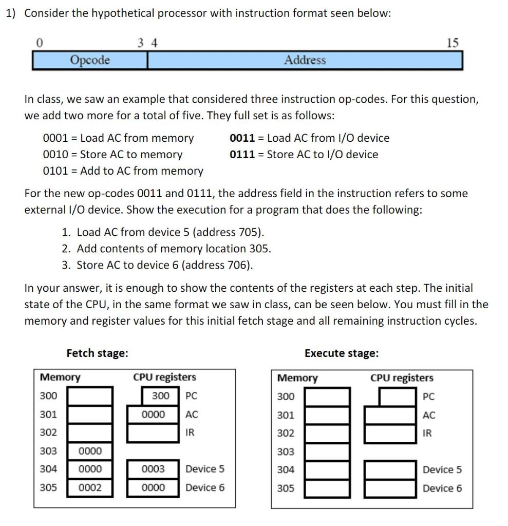 Solved 1) Consider the hypothetical processor with | Chegg.com