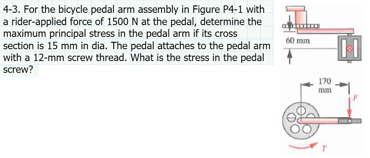 Solved 4-3. For the bicycle pedal arm assembly in Figure | Chegg.com