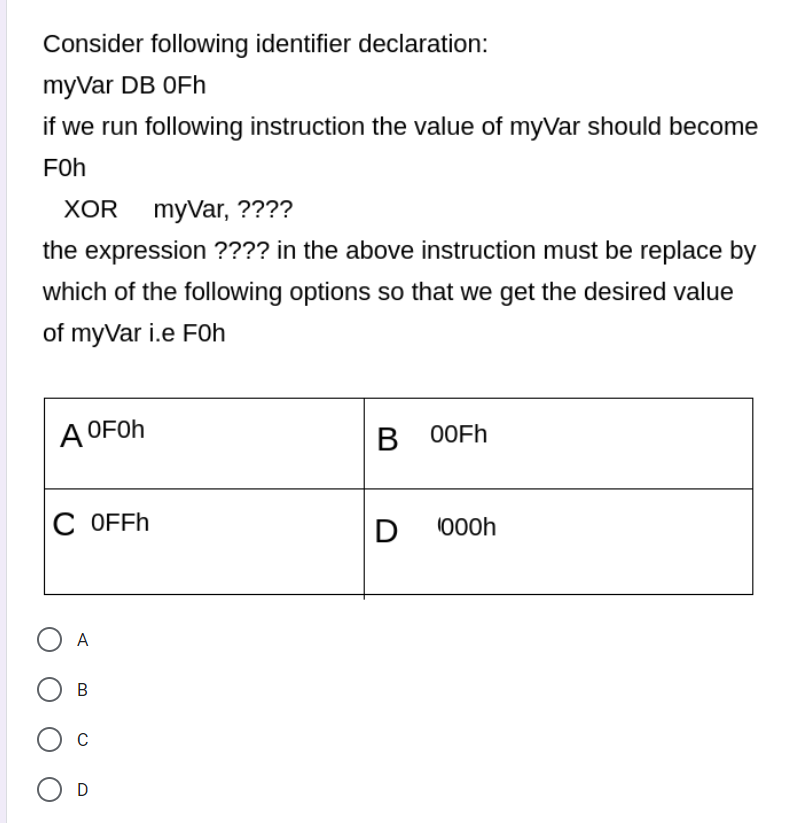 Solved Consider the declaration of following variable: .data | Chegg.com