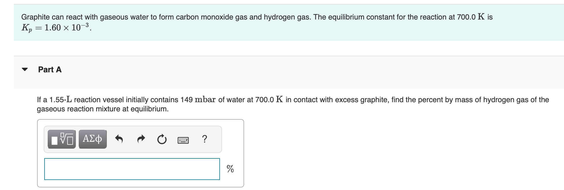 Solved Graphite can react with gaseous water to form carbon | Chegg.com