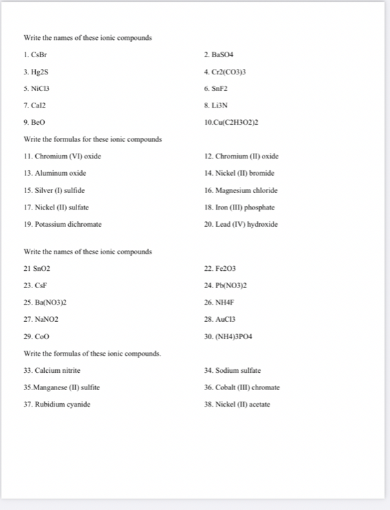 Solved Ionic Compound Name Date Name of Positive lon Name of | Chegg.com