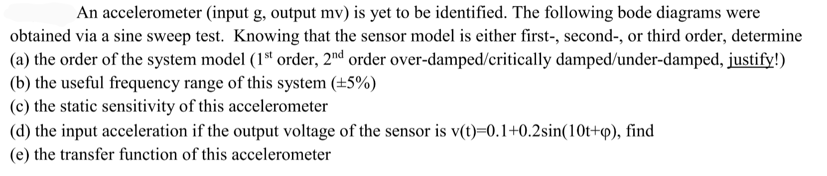 Solved An Accelerometer Input G Output Mv Is Yet To Be