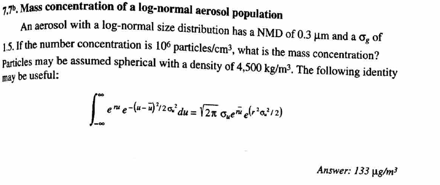 concentration of a log-normal aerosol population An | Chegg.com